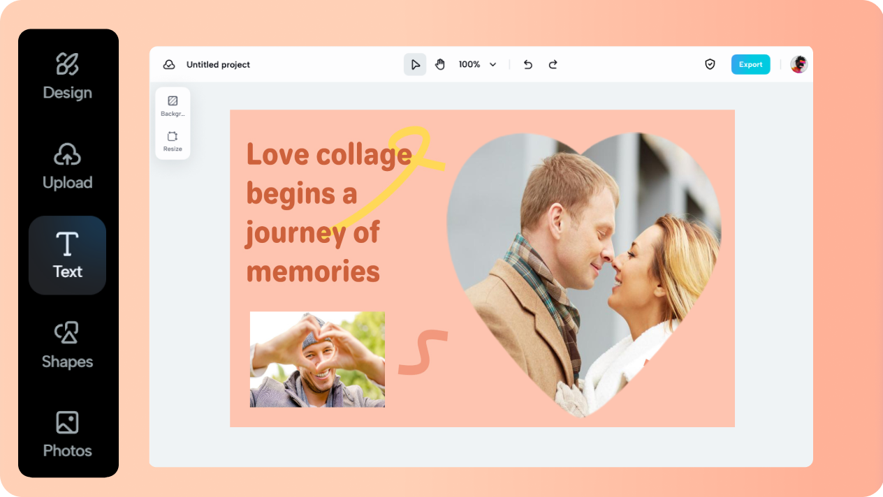 Customizable Love Photo Collage - Online Free Graphics Editor