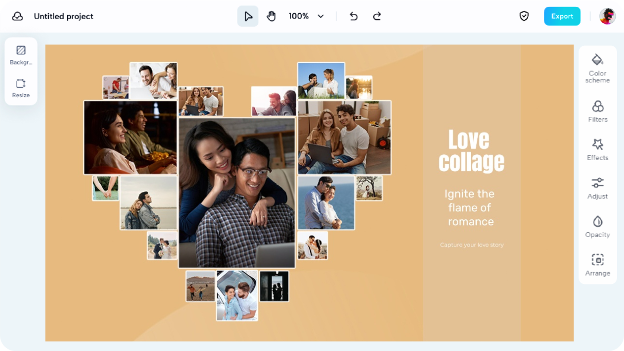 Heart-shaped Photo Online Editor | 100+ Free Templats