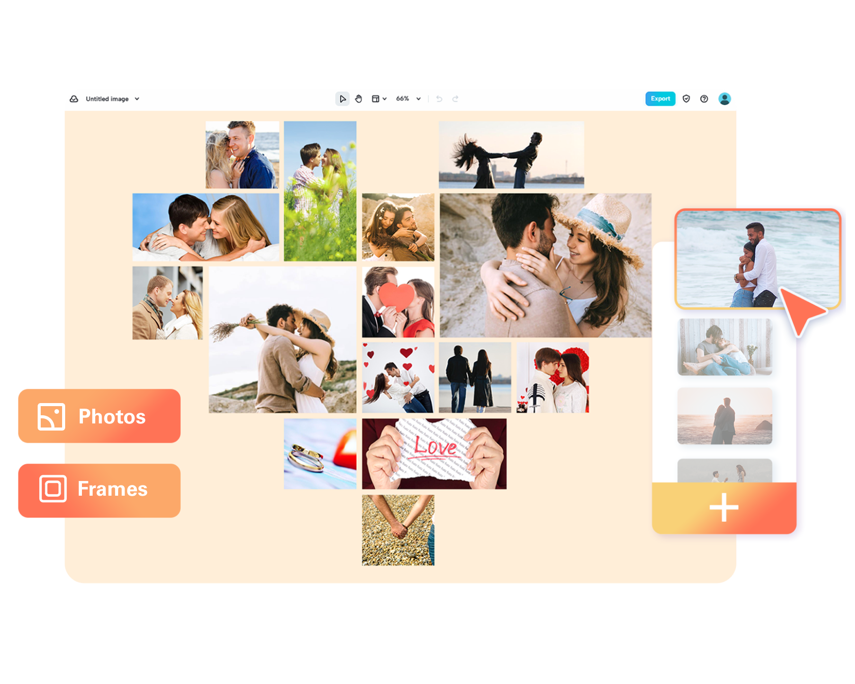 Heart-shaped Photo Online Editor | 100+ Free Templats