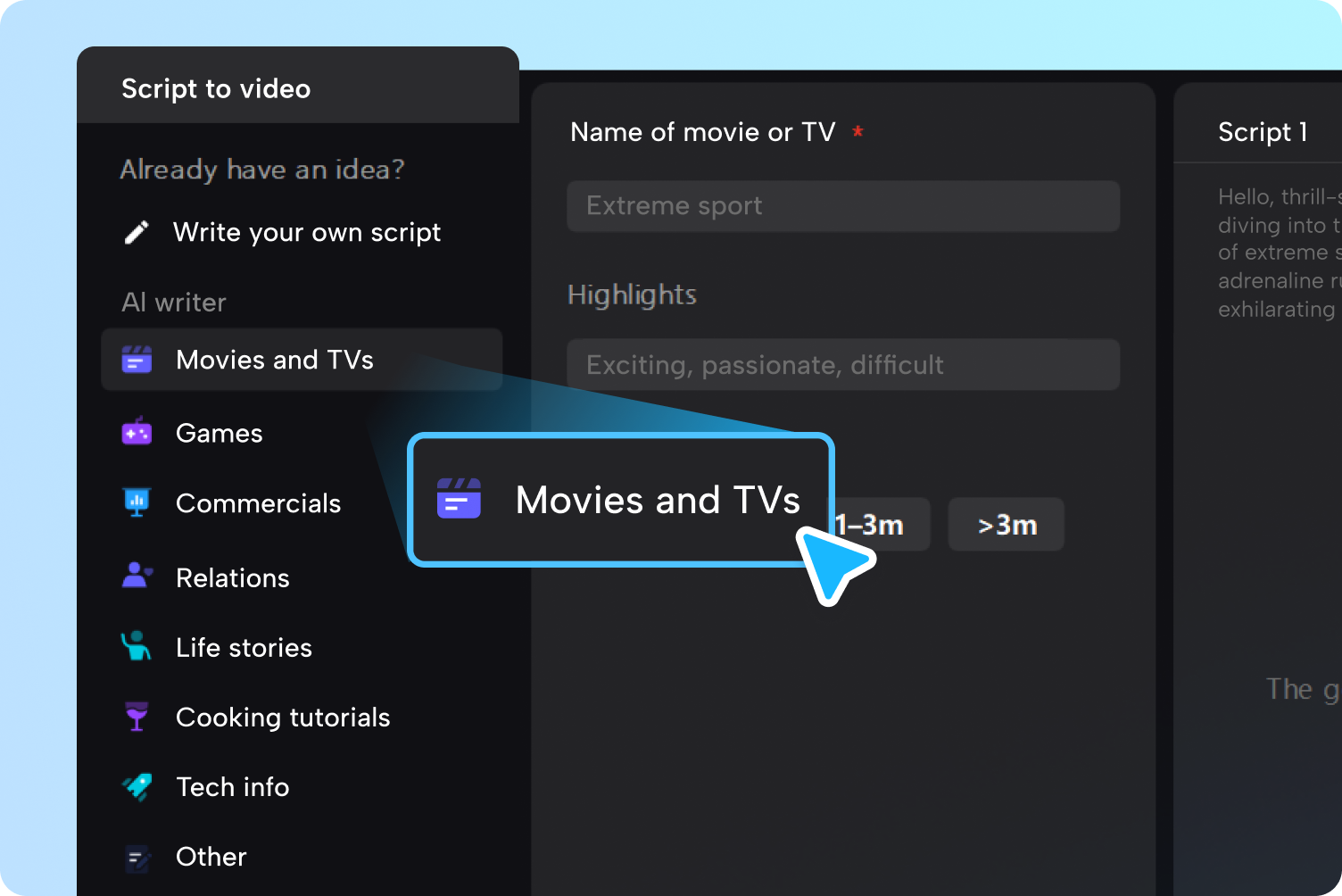 Create a Script with the Free AI Writer