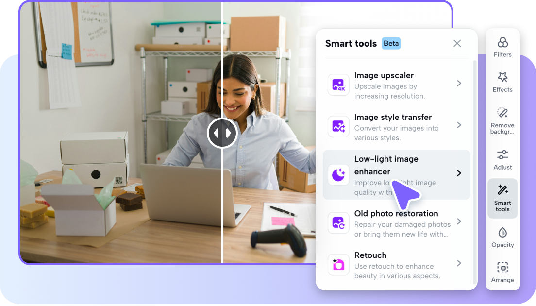 Melhorador de fotos grátis: atualize sua imagem maçante em segundos!
